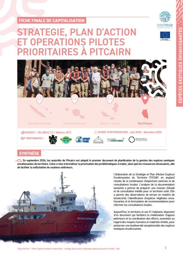 Stratégie, plan d'action et opérations pilotes prioritaires à Pitcairn