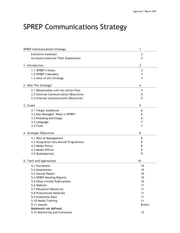 SPREP communications strategy