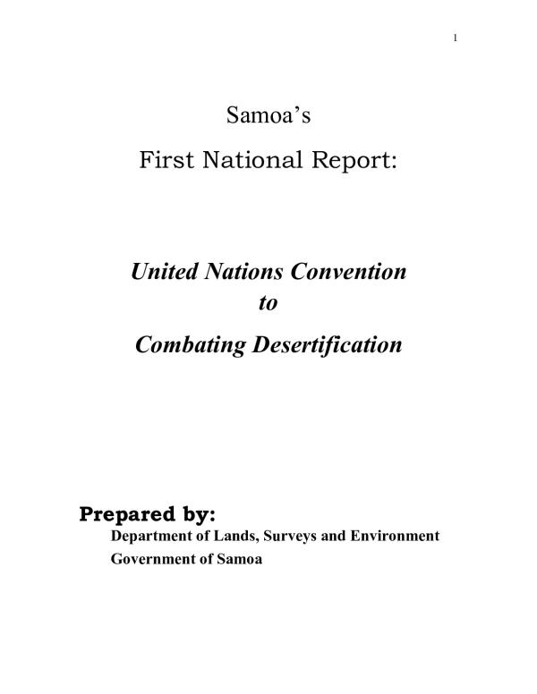 Samoa's first national report: United Nations Convention to Combating ...