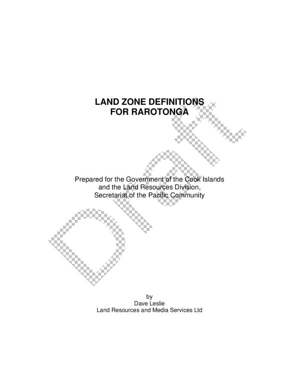 Land zone definitions for Rarotonga, Cook Islands