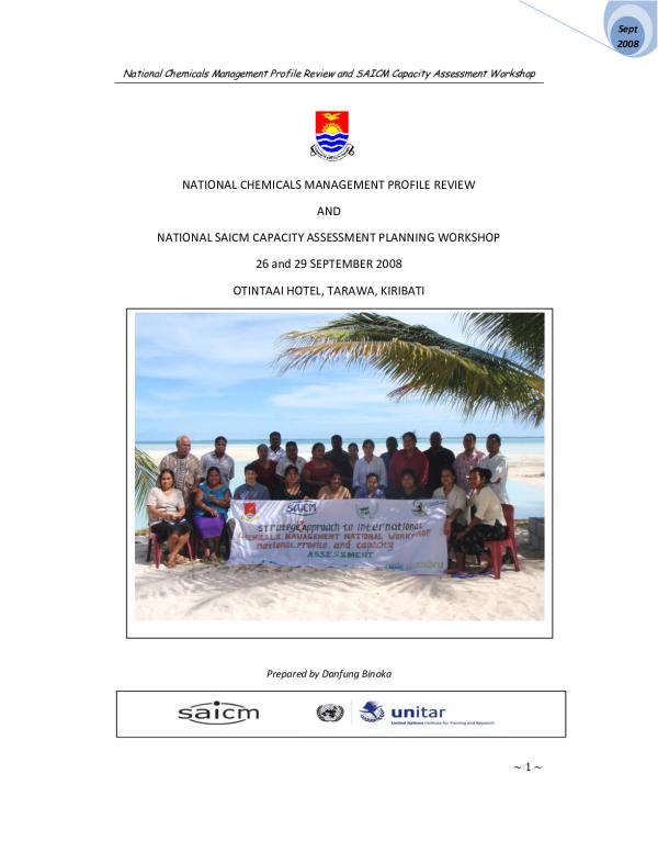 National chemicals management profile review and National SAICM capacity assessment planning ...